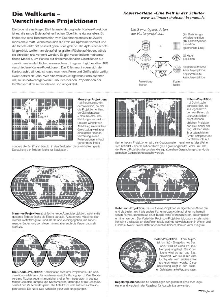 Weltkartenprojektionen - Kopiervorlage - Kopie | PDF