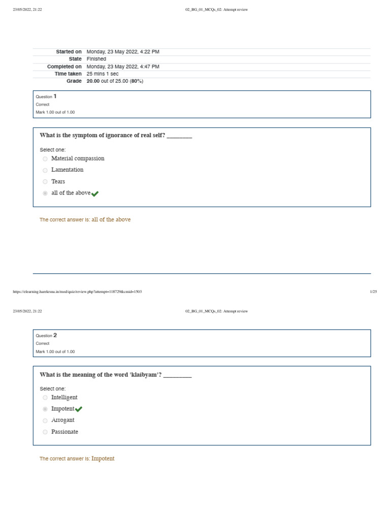 02 - BG - 01 - MCQs - 02 - Attempt Review | PDF | Bhakti | Indian ...