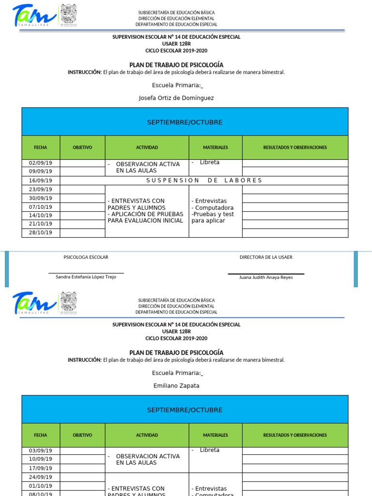 Plan de Trabajo Sep | PDF