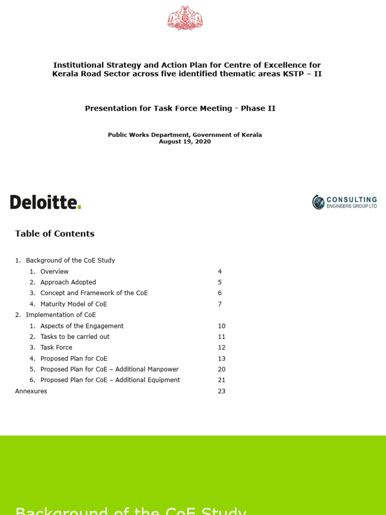 Kerala CoE - Task Force - Kick-Off Meeting - 190820 | PDF | Road ...