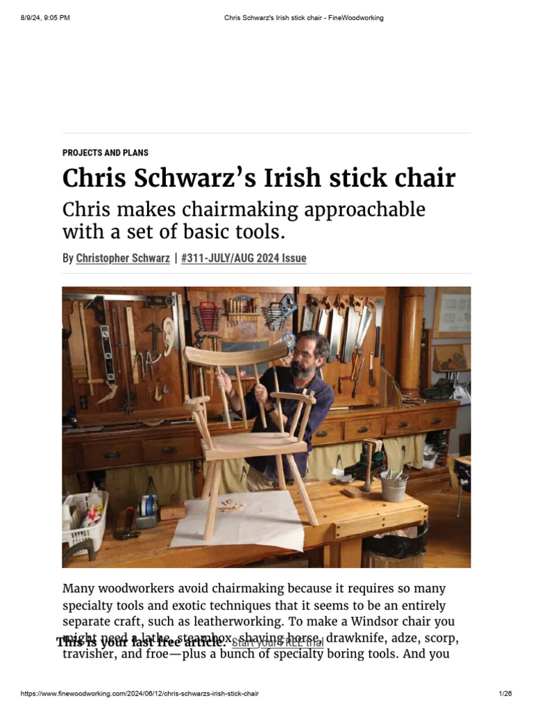 Chris Schwarz's Irish Stick Chair - FineWoodworking | PDF | Chair ...