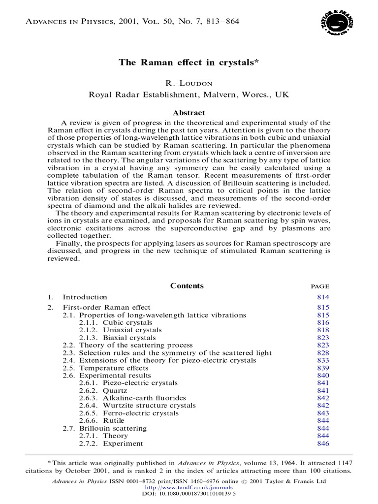 Loudon - The Raman Effect in Crystals | PDF