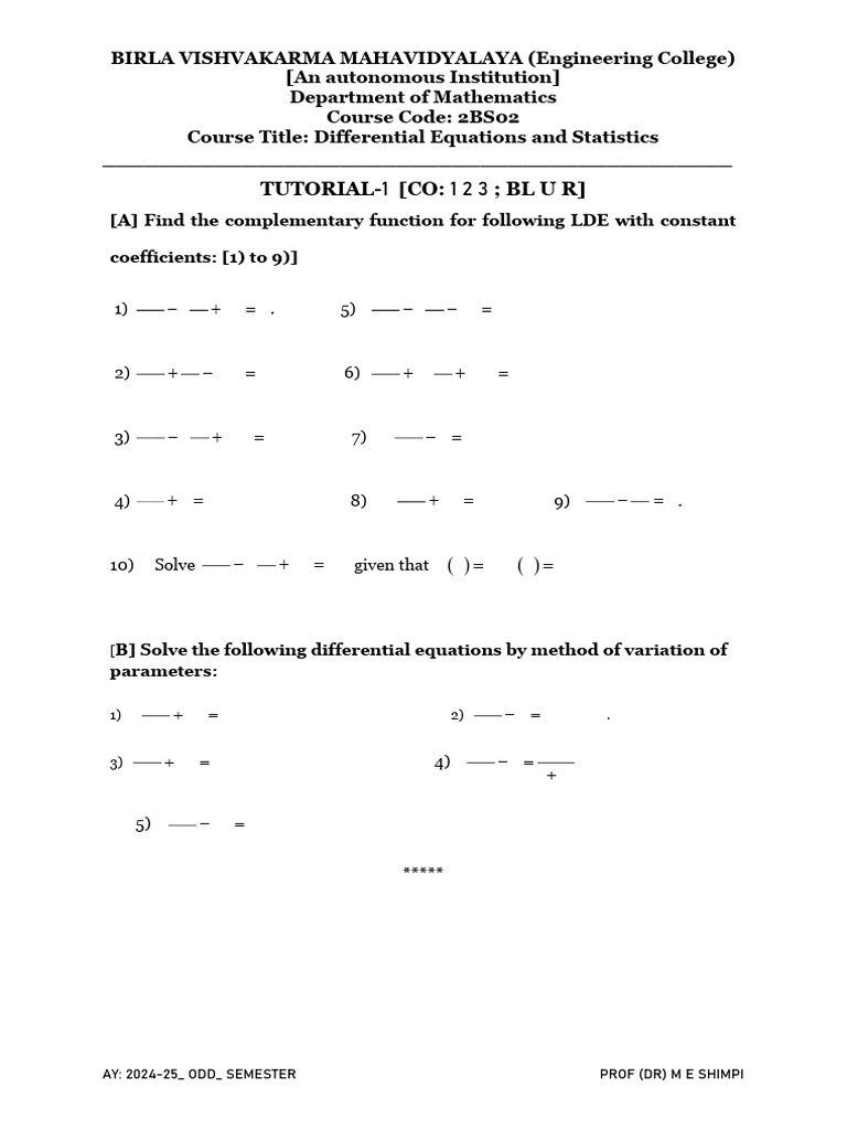 1 Tutorial Lde Unit 1 | PDF