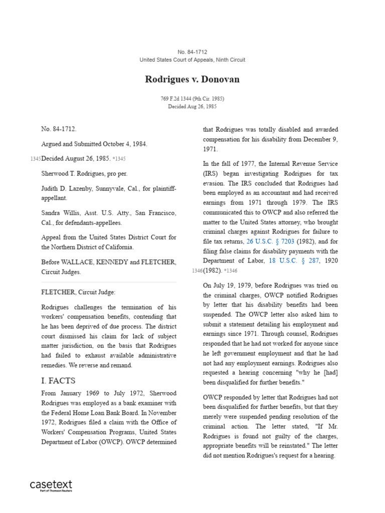 Rodrigues v. Donovan | PDF