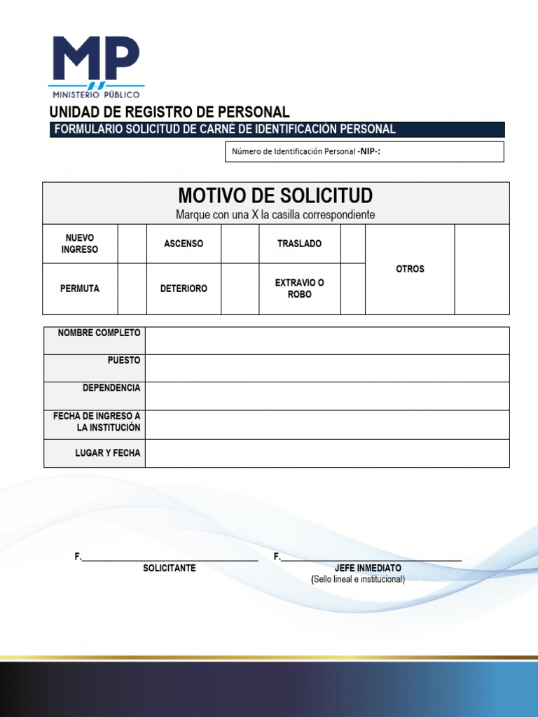 Solicitud de Carné de Identificación Personal | PDF