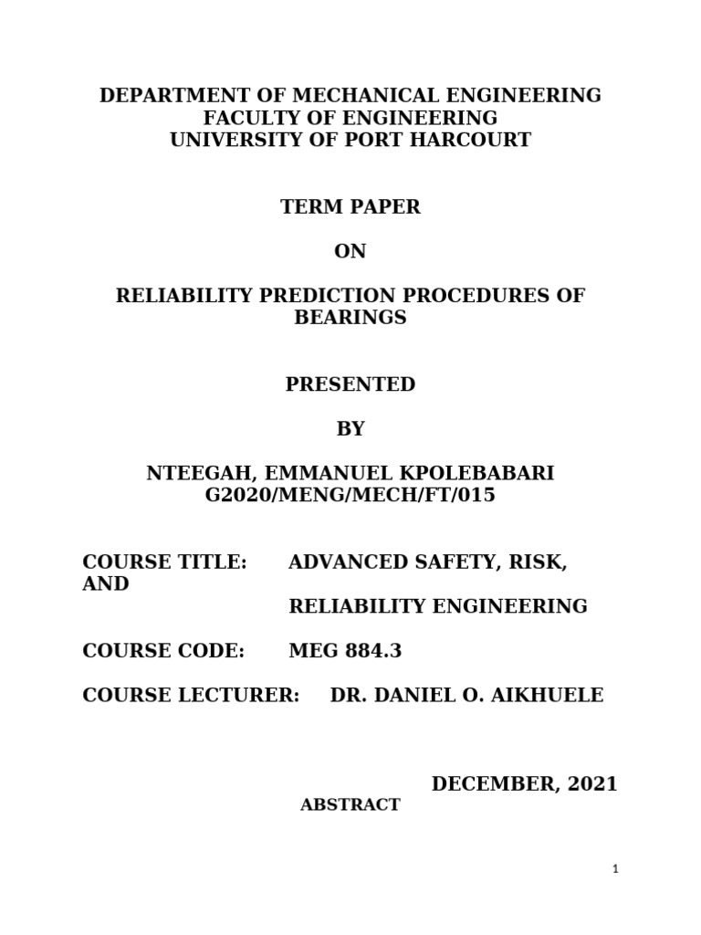 Nteegah Emmanuel Project | PDF | Bearing (Mechanical) | Technology ...