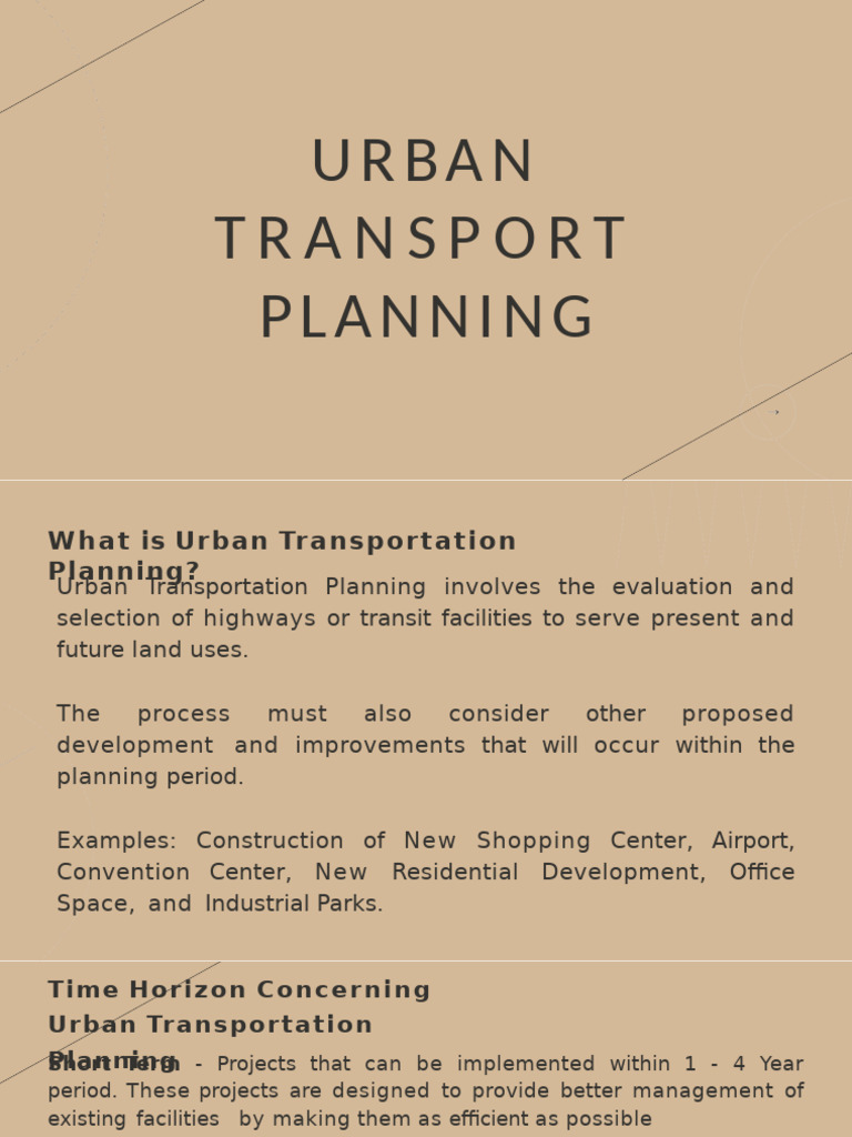 Urban Transportation Planning | PDF | Traffic | Business