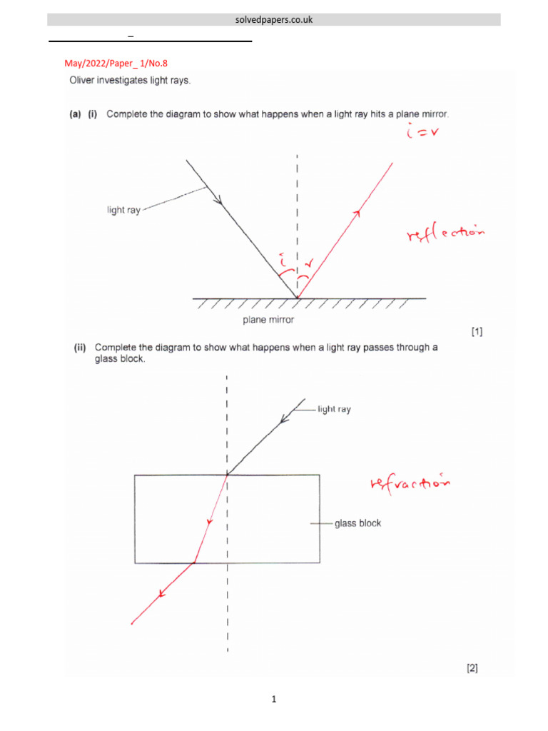 2022 17 Light and Colour Checkpoint - Sec - 1 Physics - Solved | PDF