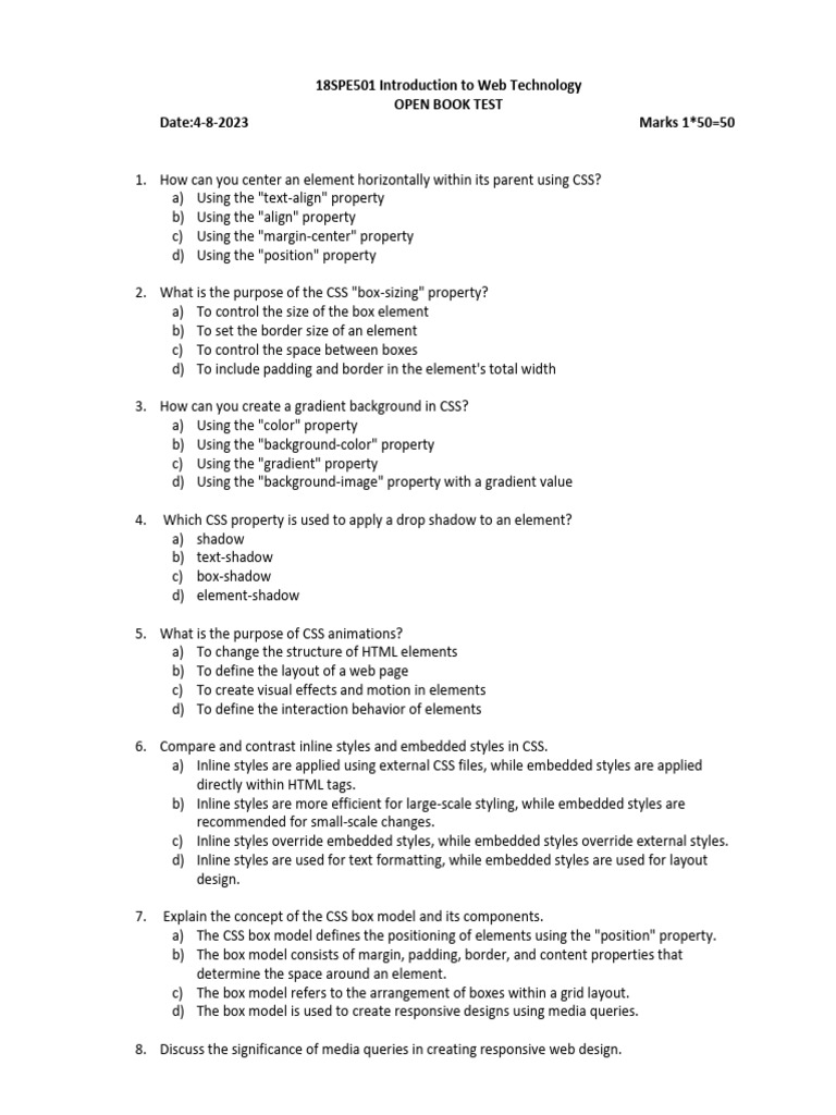 Open Book Test 1 Js | PDF