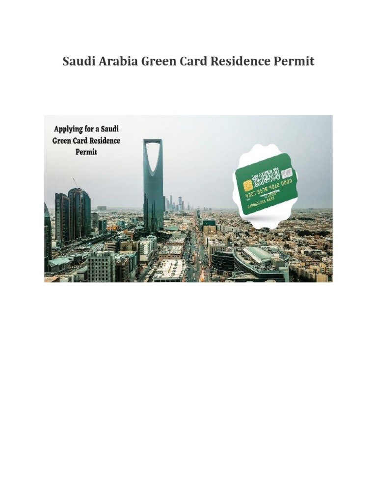 Saudi Arabia Green Card Residence Permit | PDF
