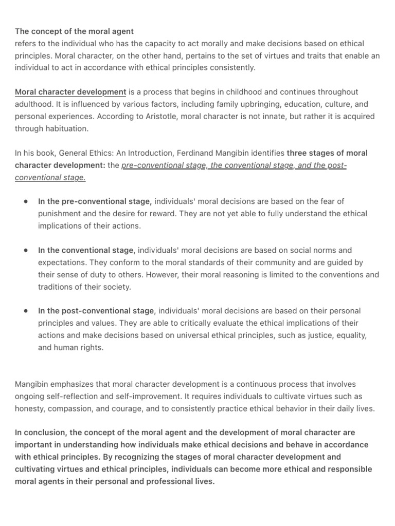 The Concept of The Moral Agent | PDF