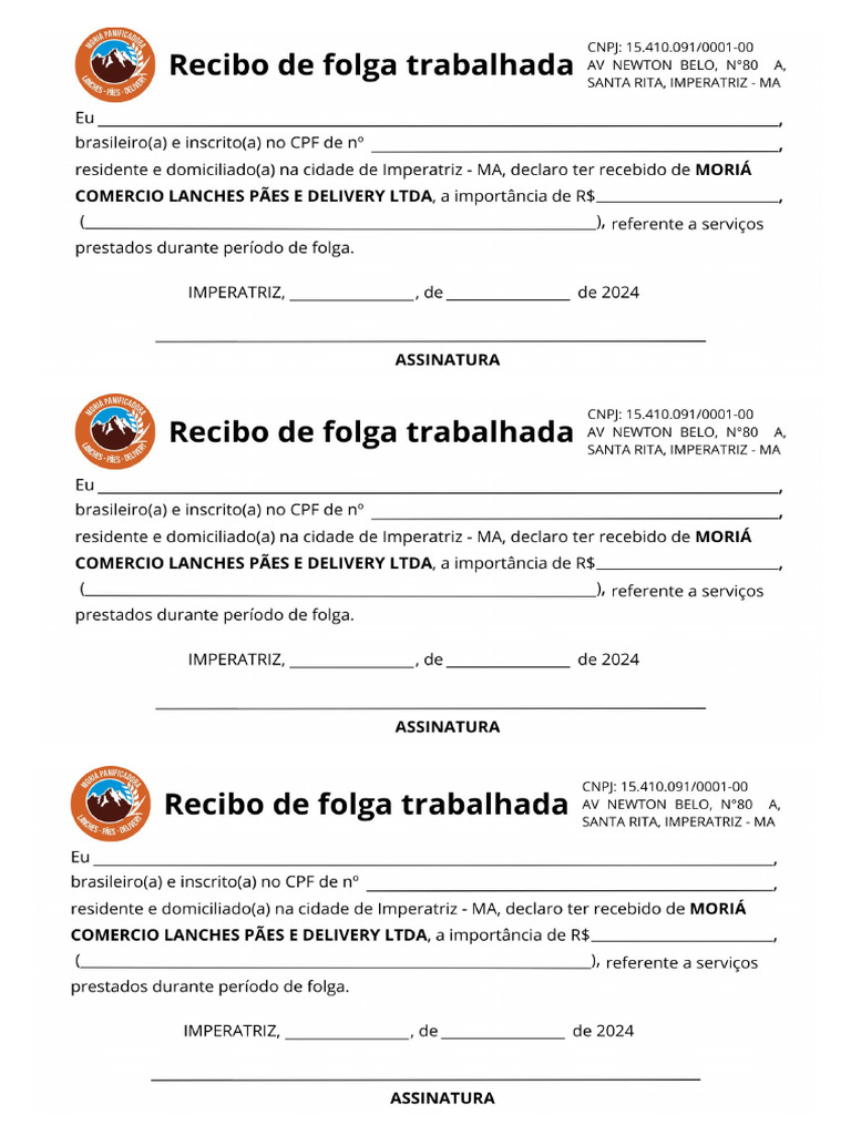 Recibo - Folga Trabalhada | PDF