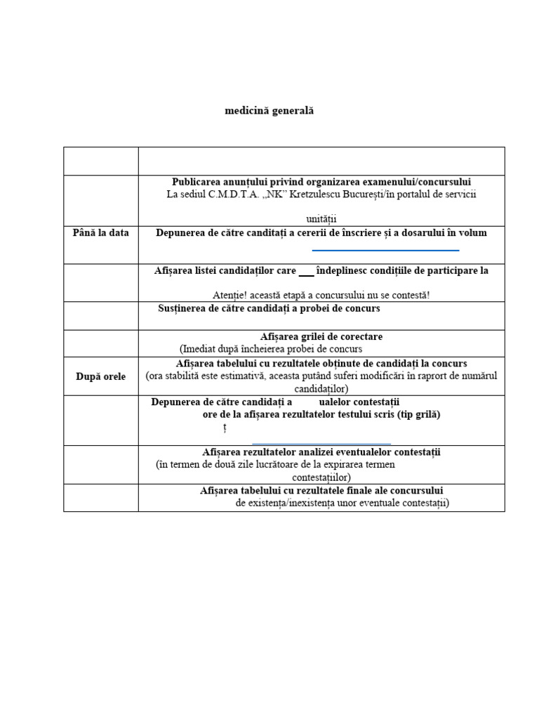 Grafic Concurs Asistenti Medical Principal | PDF