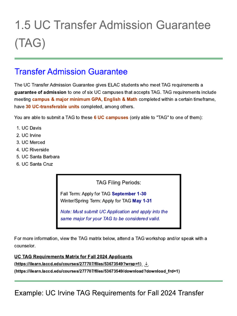 1.5 UC Transfer Admission Guarantee (TA... Guez M | PDF | Teaching ...