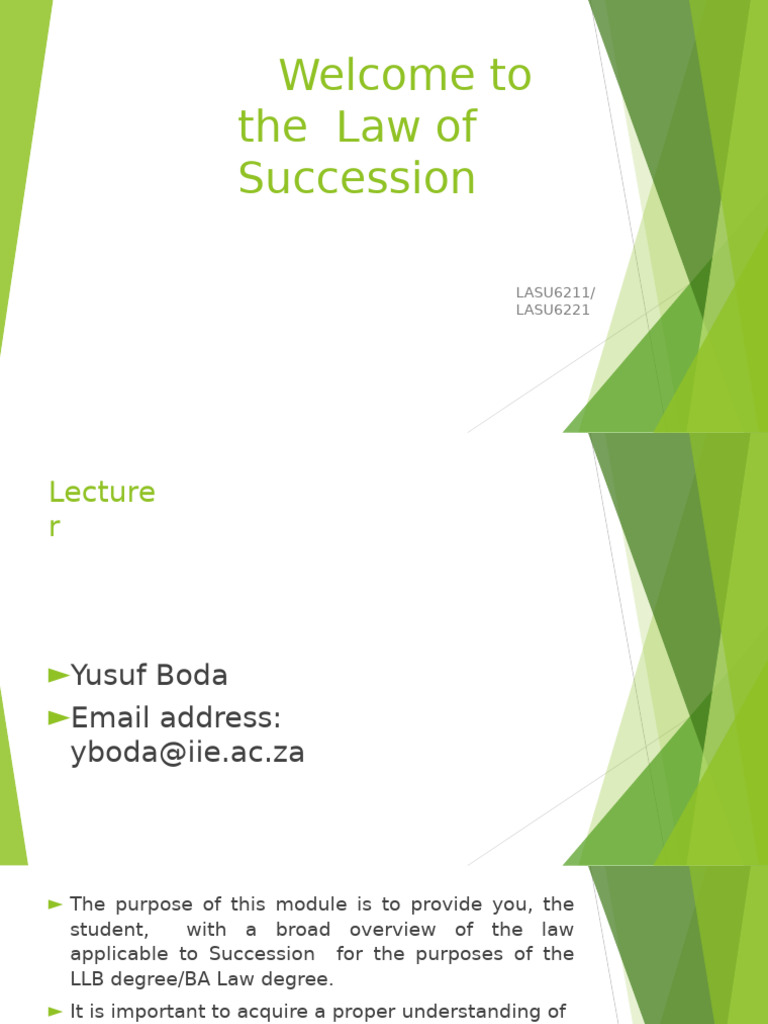 Law of Succession Unit 1 | PDF