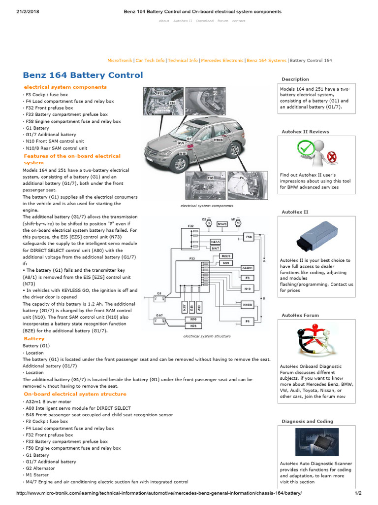 W164 Battery Control & Electrical System | PDF | Vehicle Industry ...
