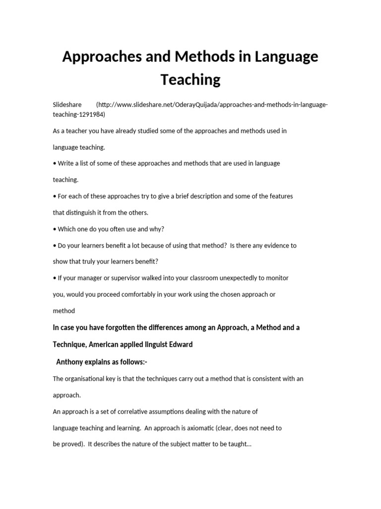 Approaches And Methods Pdf