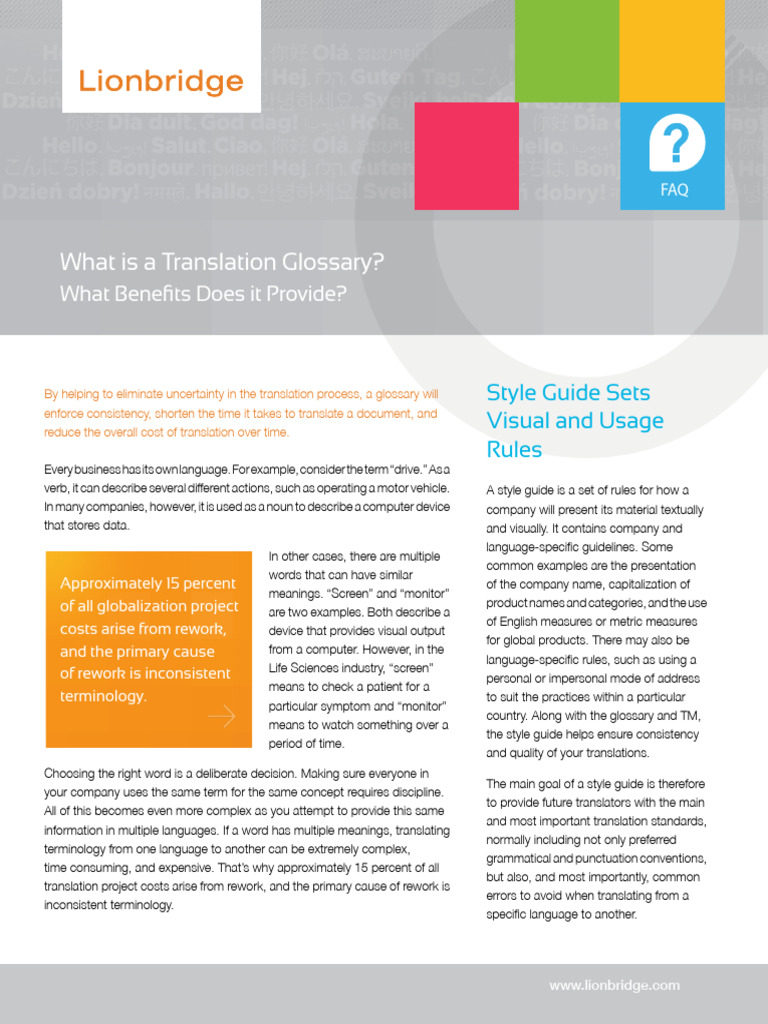Lionbridge FAQ - Glossary - 2013 | PDF