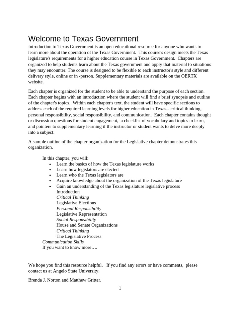 Texas Government Textbook - 2uKxZuy | PDF