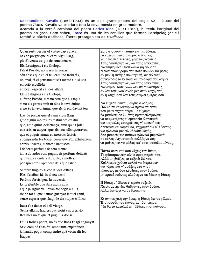 Ítaca de Kavafis | PDF