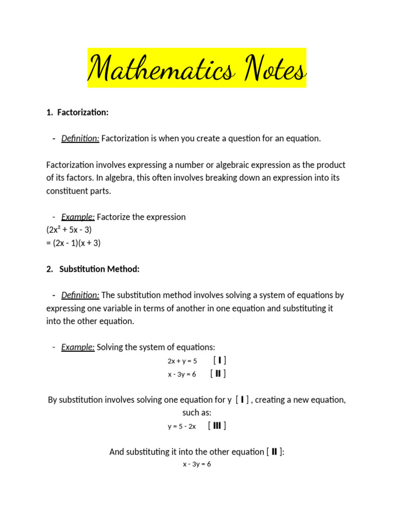 Math Notes | PDF