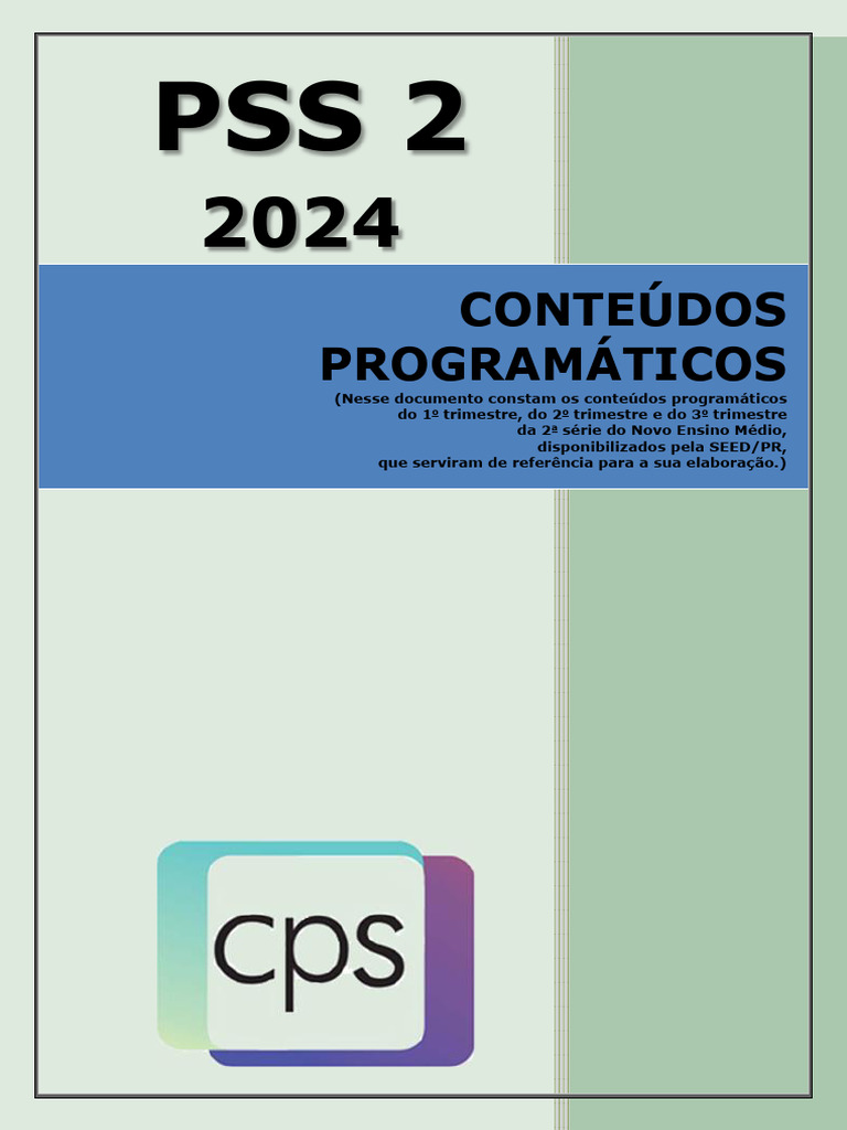 8 - Conteúdos Programáticos - PSS 2 2024 | PDF