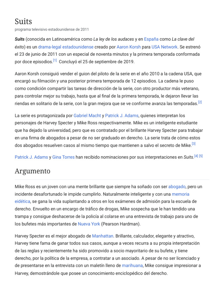 Suits - Wikipedia, La Enciclopedia Libre | PDF