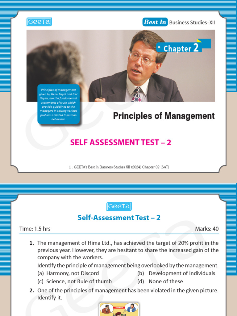 Principles of Management: Self Assessment Test - 2 | PDF