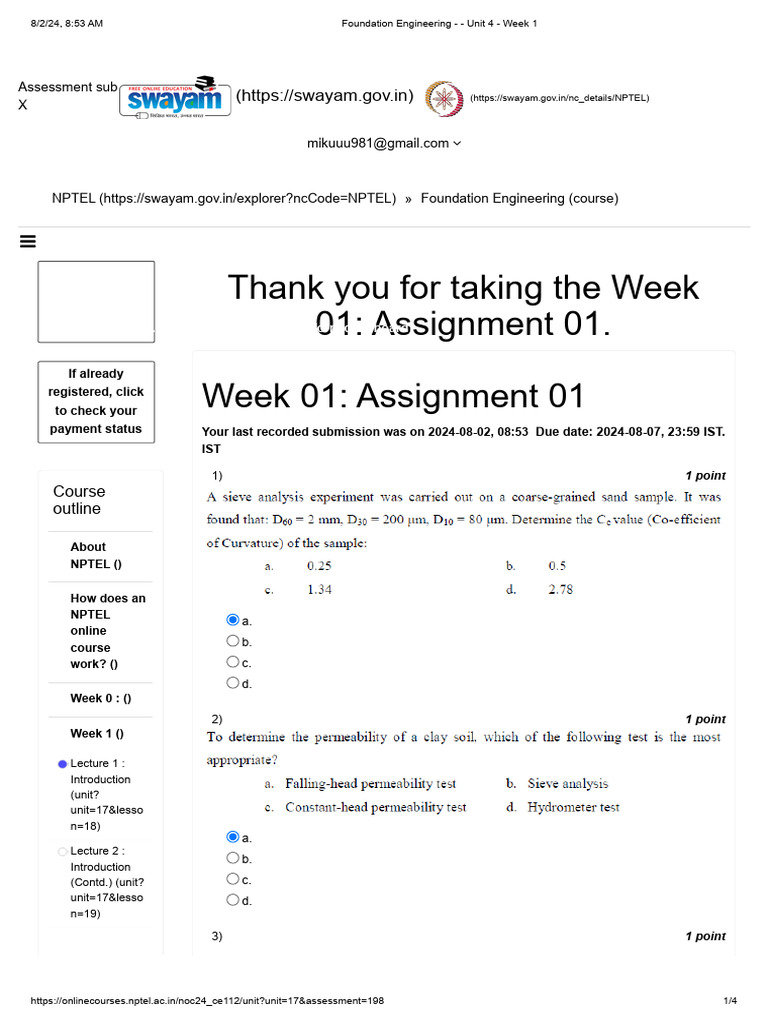 Foundation Engineering - Unit 4 - Week 1 | PDF