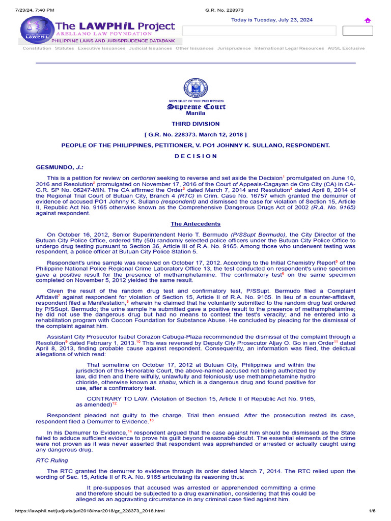 People of The Philippines v. P01 Sullano - G.R. No. 228373 | PDF | Statutory Interpretation ...
