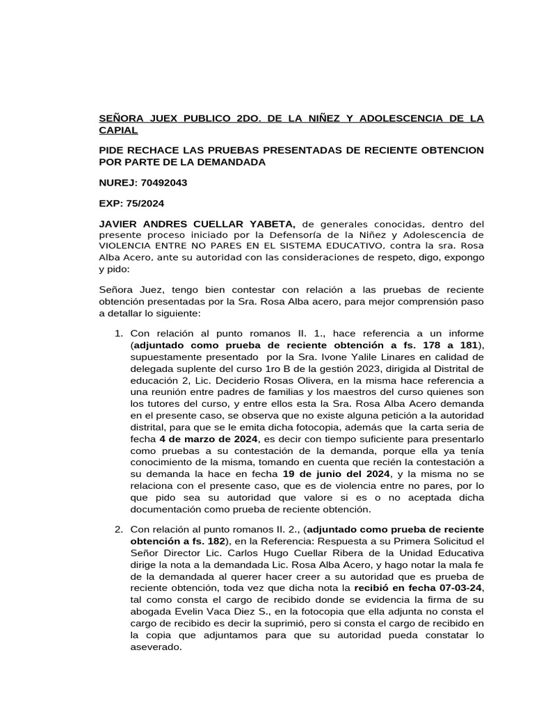 Observa Pruebas de Reciente Obtencion | PDF