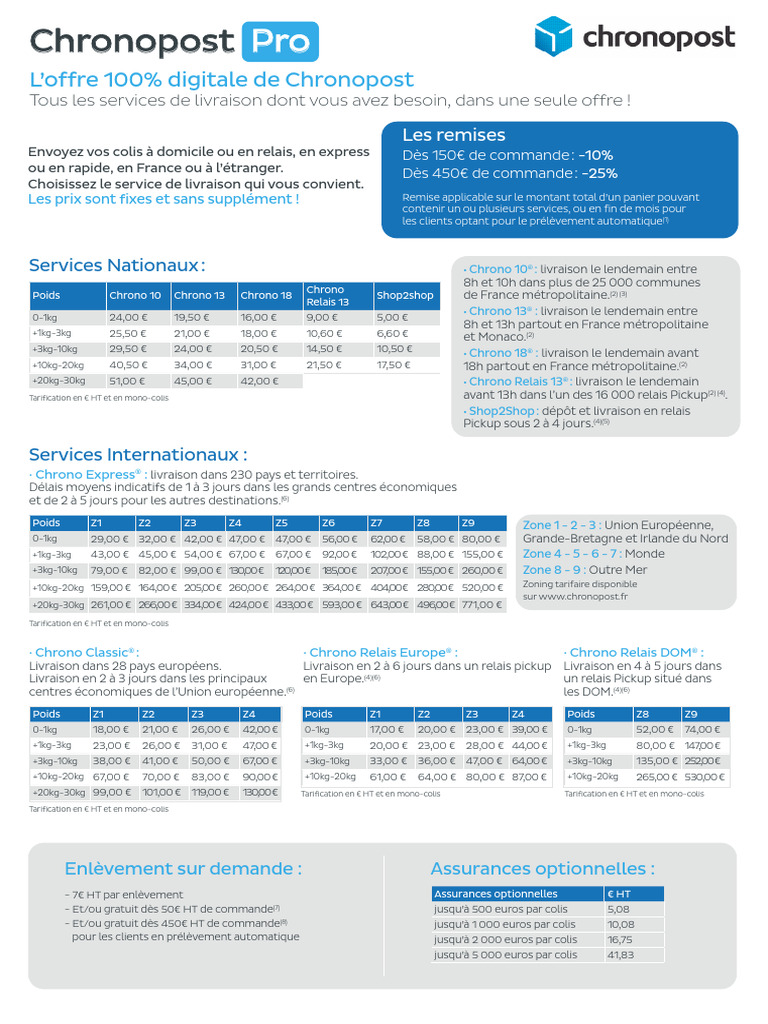 Grille Tarifaire Chronopost Pro | PDF