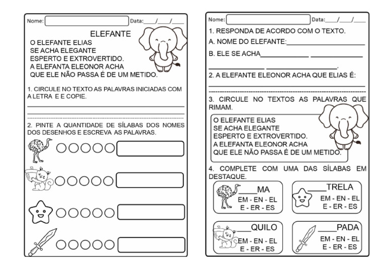 Atividades Letra E | PDF