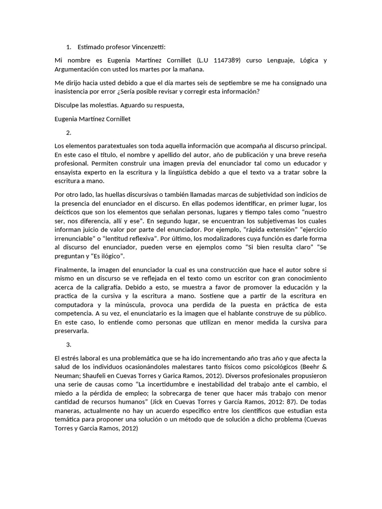 Clase 6 - Modelo Examen Parcial 1 - Lenguaje Logica y Argumentación | PDF