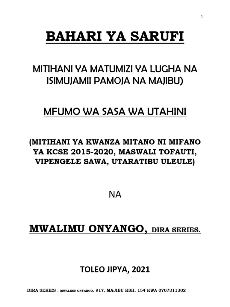 Bahari Ya Lugha Na Isimu A | PDF