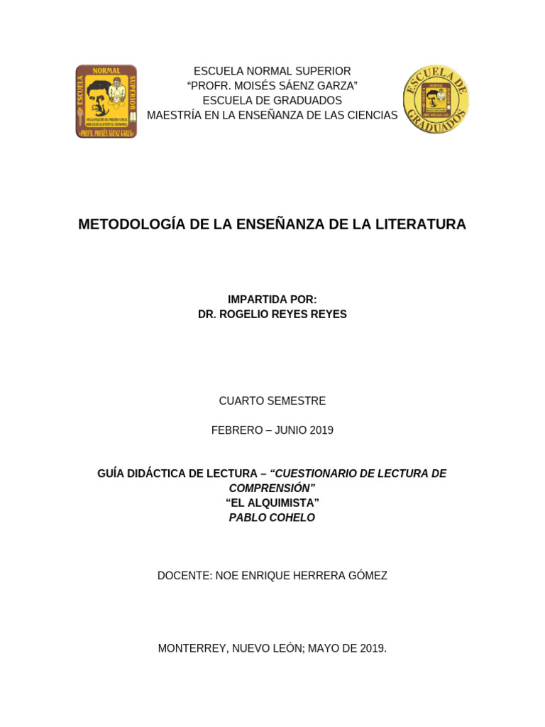 Guia Didactica de Lectura El Alquimista | PDF