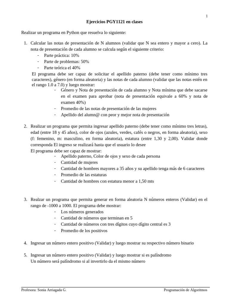 Guía de Ejercicios 5 | PDF