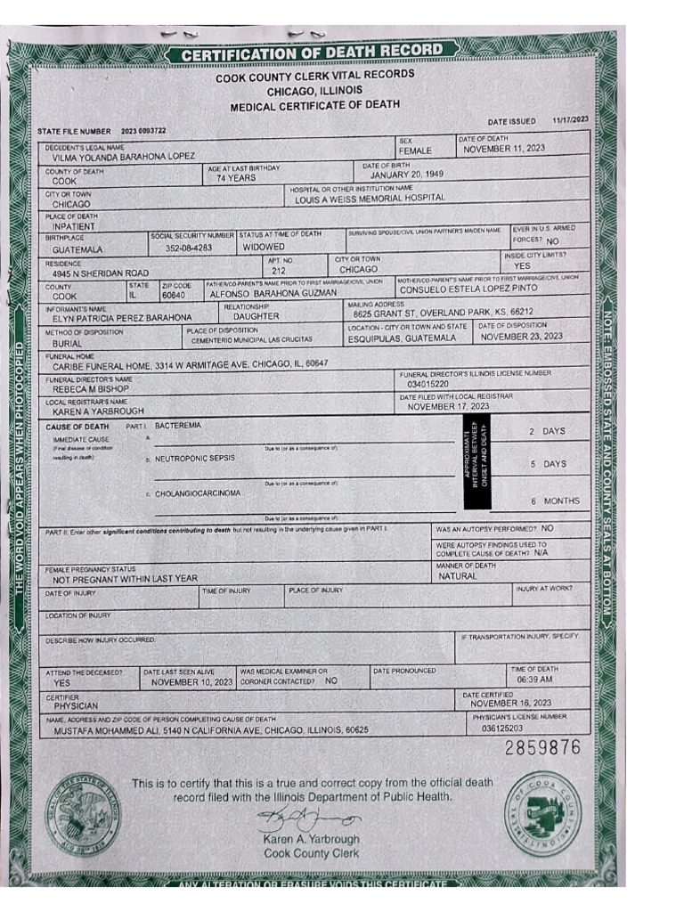 Certificado de Defuncion | PDF