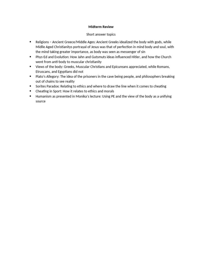 Midterm 2 Review - HPED 1010 | PDF