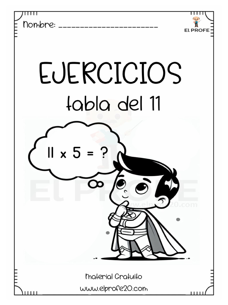 Fichas de Ejercicios Tabla Del 11 Elprofe20 | PDF