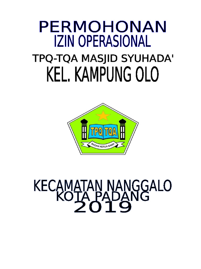Cover Permohonan Izin Operasional TPQ | PDF