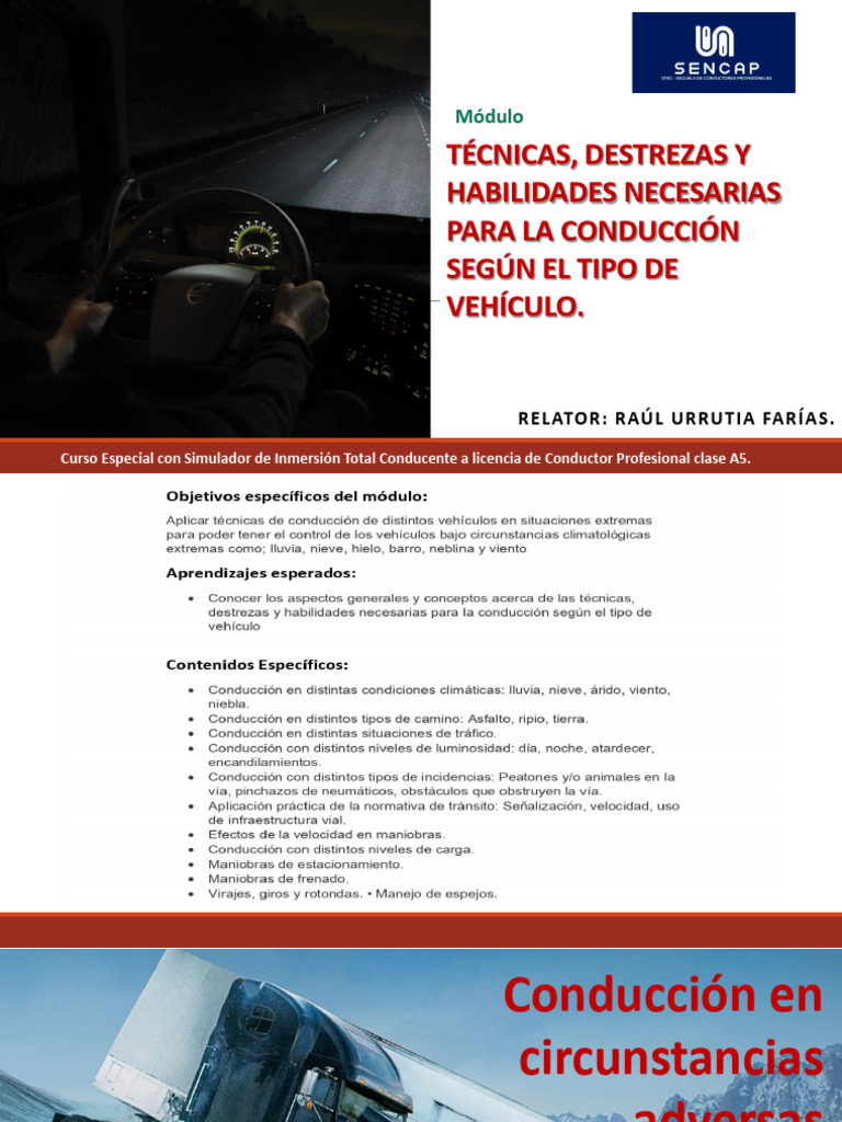 m5. Técnicas, Destrezas y Habilidades Necesarias para La Conducción | PDF
