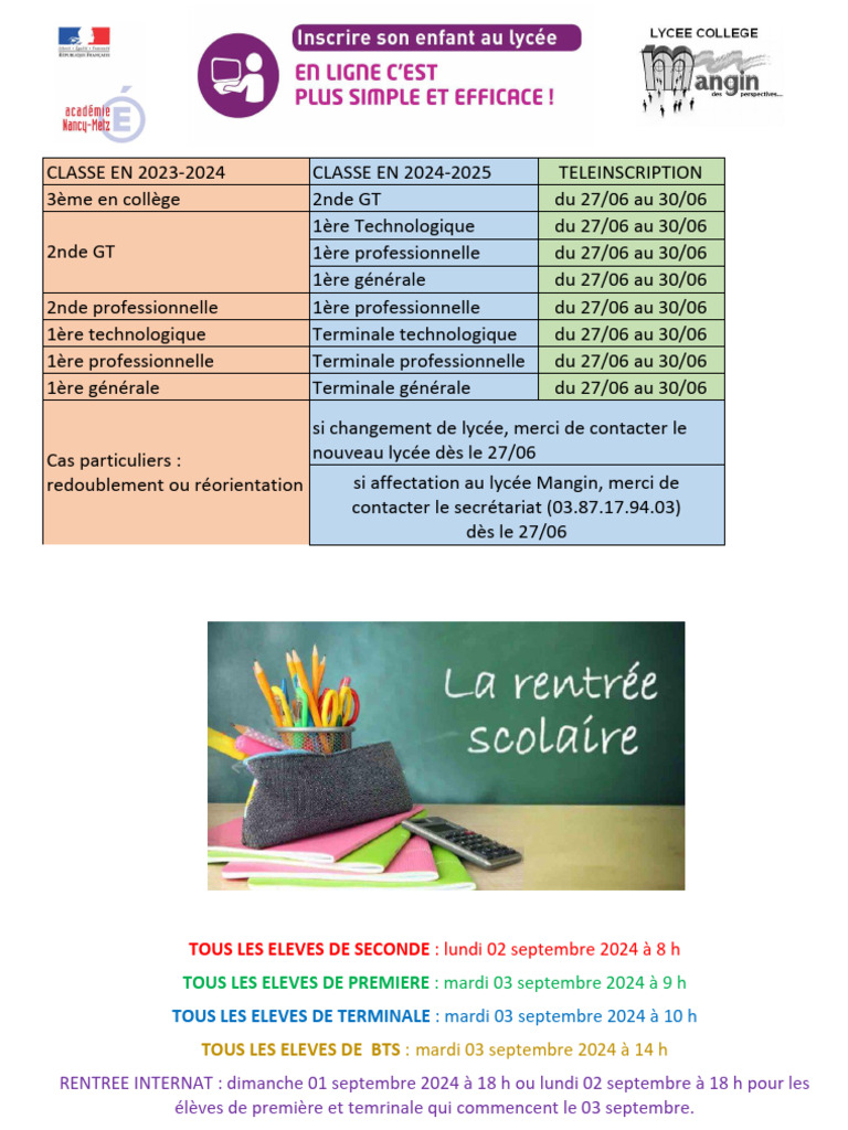 Organisation de La Rentrée 2024 | PDF