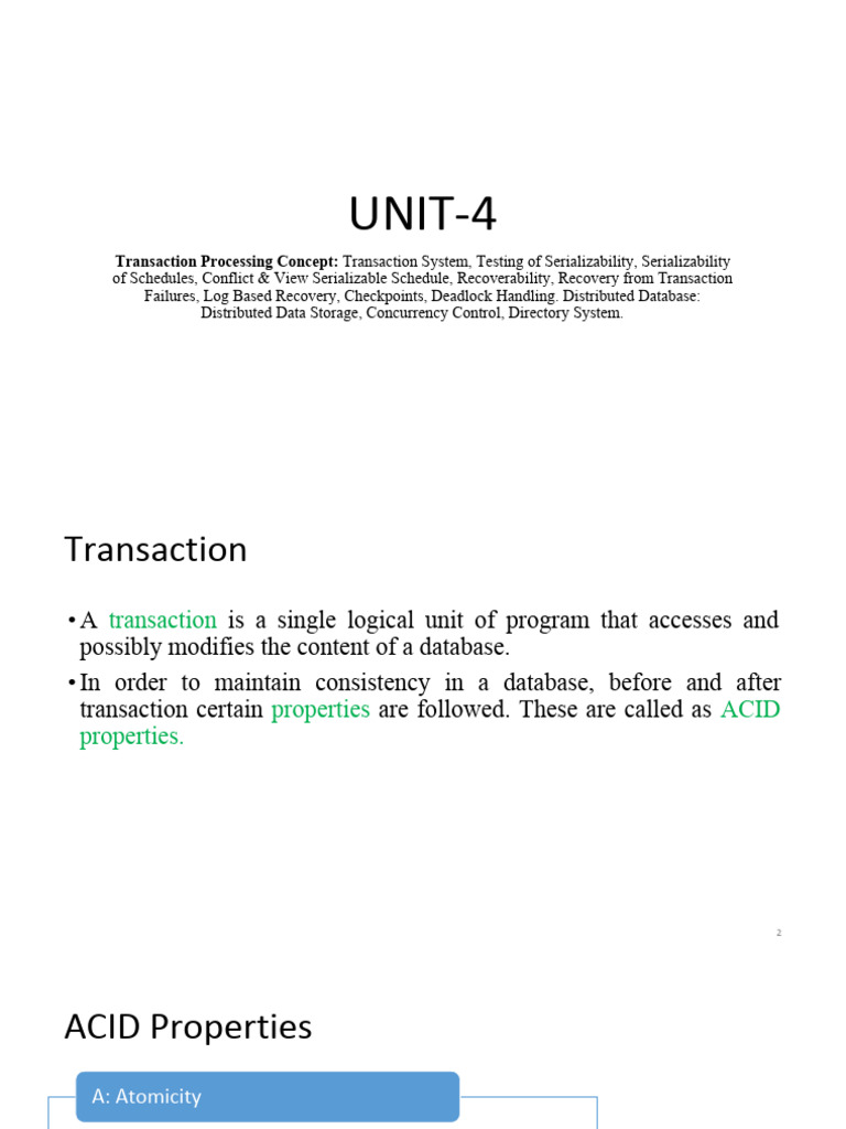 Unit4 Dbms | PDF