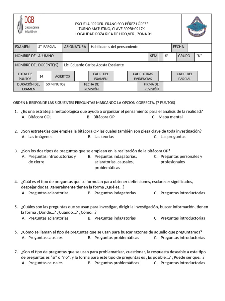 Examen HP Parte 1 | PDF
