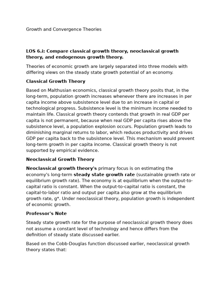 Growth Theories: Classical to Endogenous | PDF | Economic Growth ...