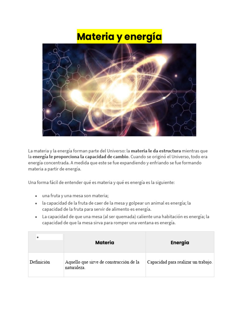 Materia y Energía para | PDF | Importar | Filosofía