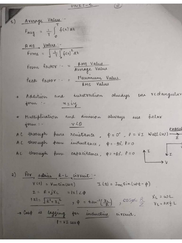 Unit 2 Electrical Formula Sheet | PDF