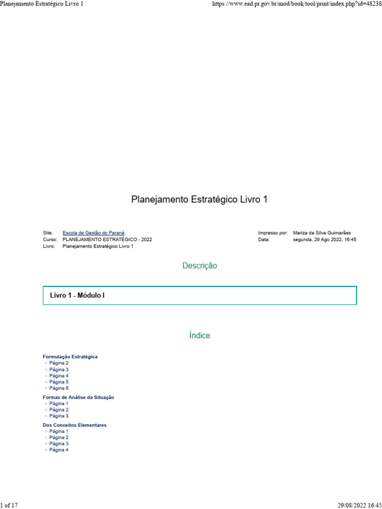Planejamento Estratégico Livro 1 | PDF