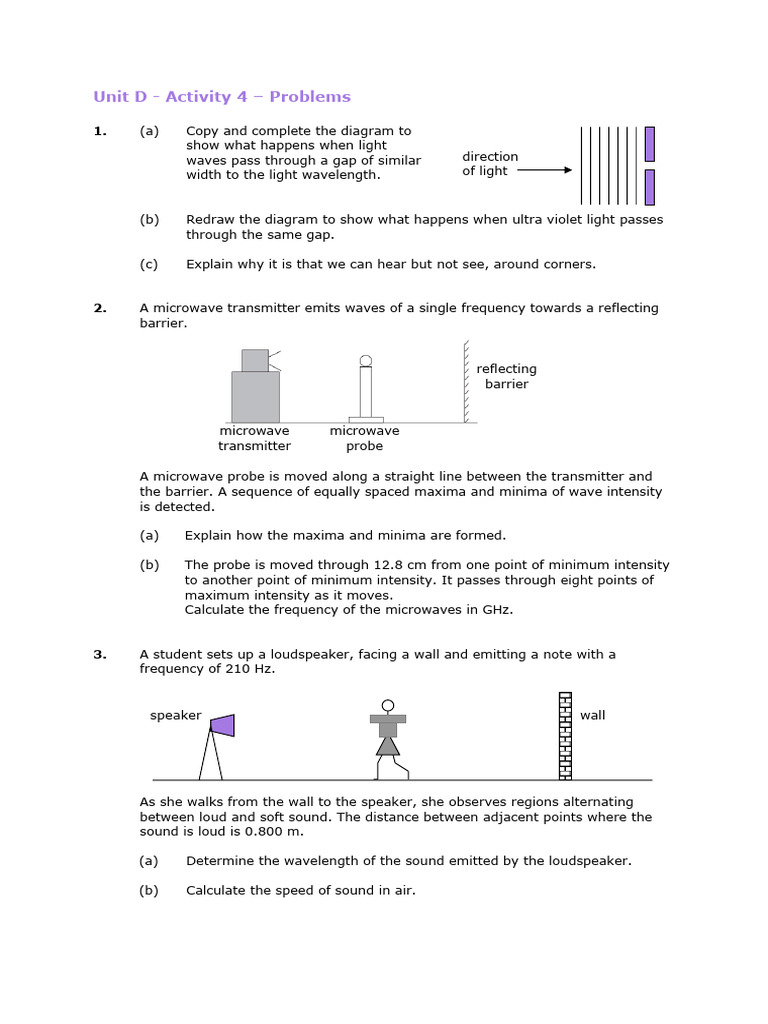 Unit D - Activity 4 - Problems | PDF